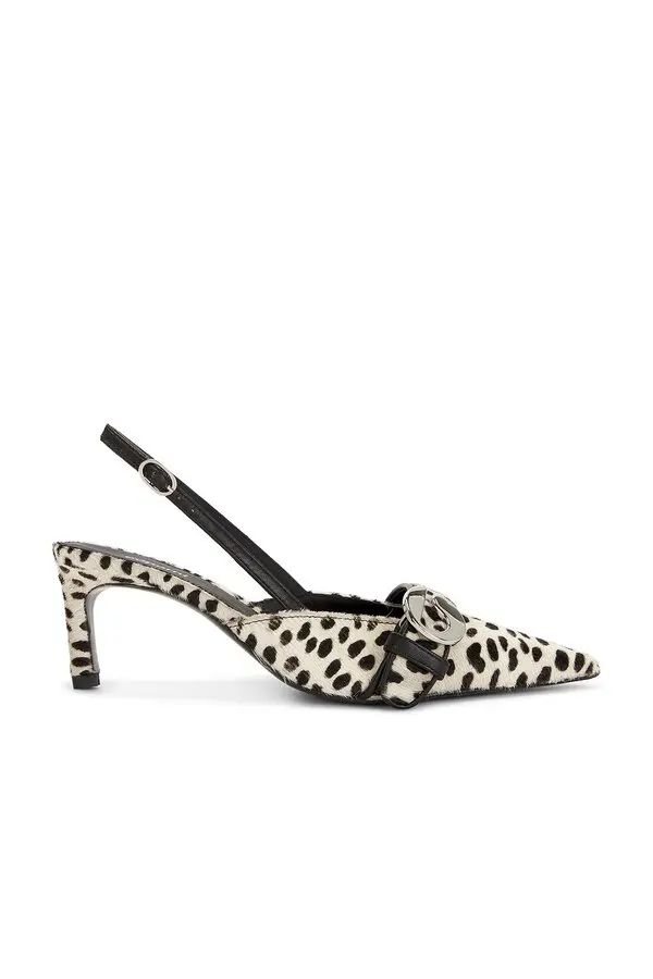 Coperni Belt Kitten Heel In Black,white - White & Black Print