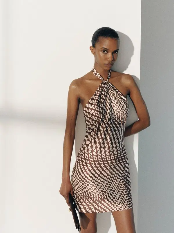 REFORMATION Opaline Silk Dress - Brown