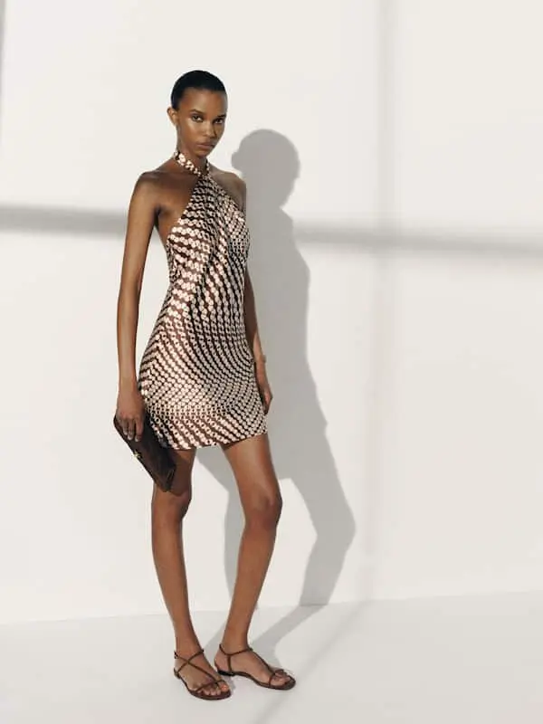 Reformation Opaline Silk Dress | Brown | XL