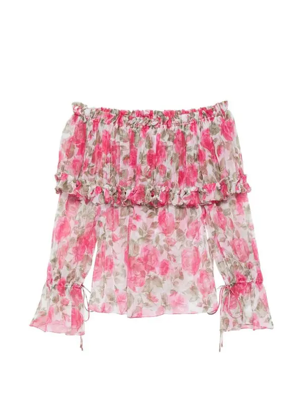 Chloé Printed Silk Top - Pink