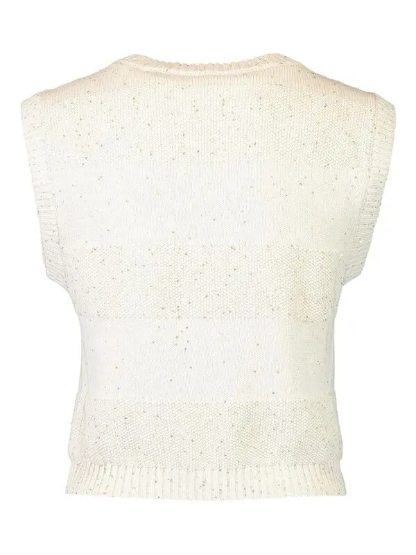 Brunello Cucinelli Striped Cotton Top - Beige