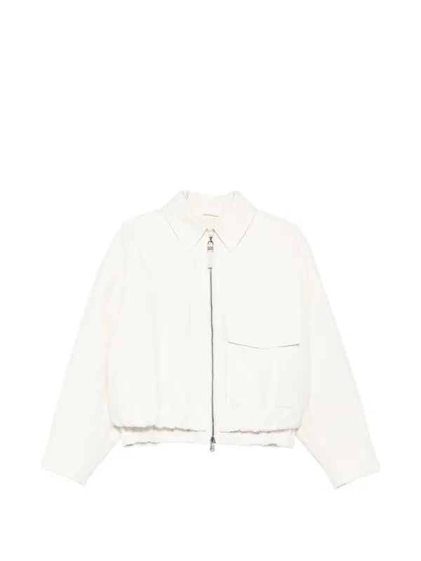 Brunello Cucinelli Cotton Blend Blouson Jacket - White