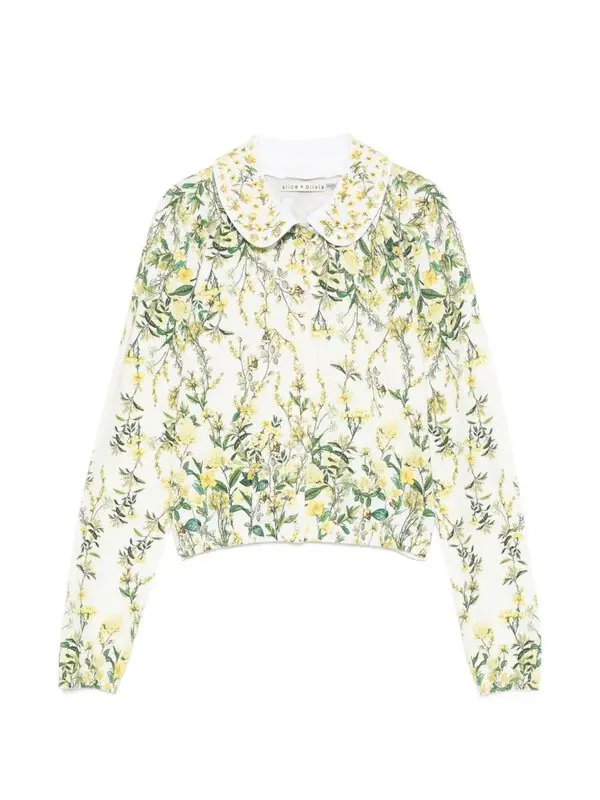 Alice + Olivia Carson Printed Cardigan - White