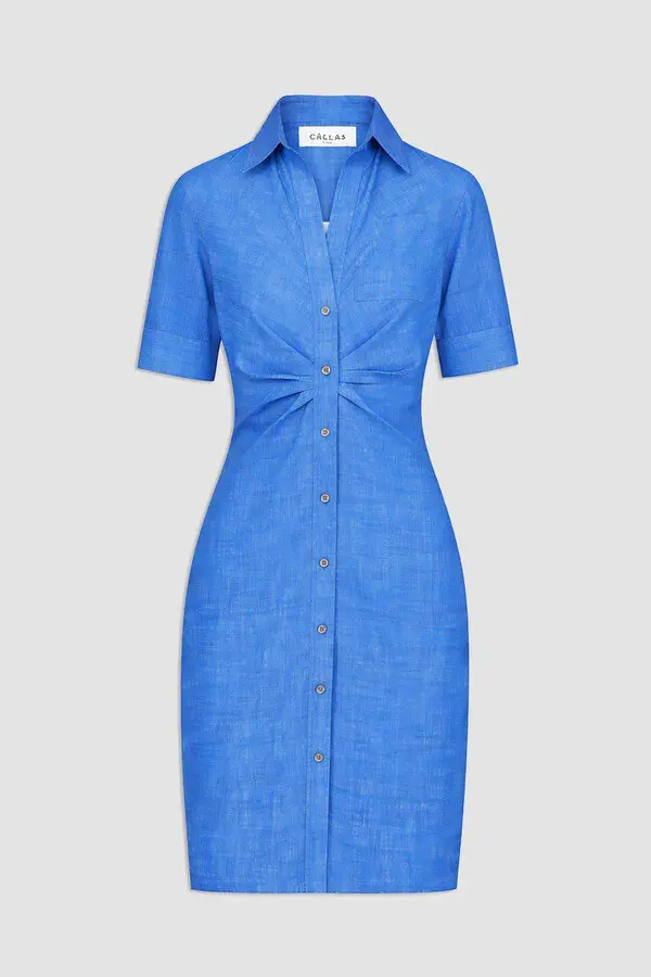 CALLAS MILANO Ondine Short-sleeve Shirt Dress - Blue / Denim