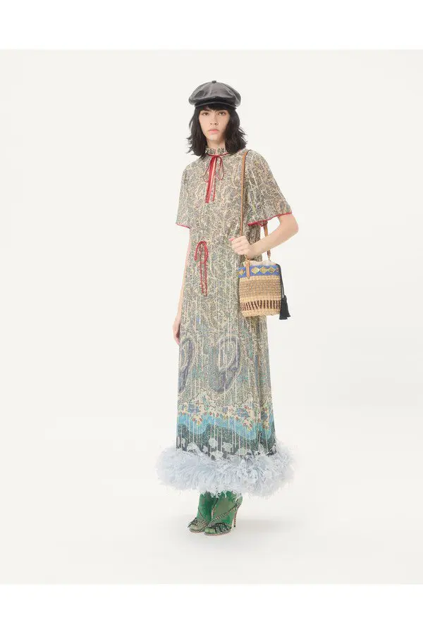 Valentino Garavani Small Embroidered Raffia Bucket Bag - Red