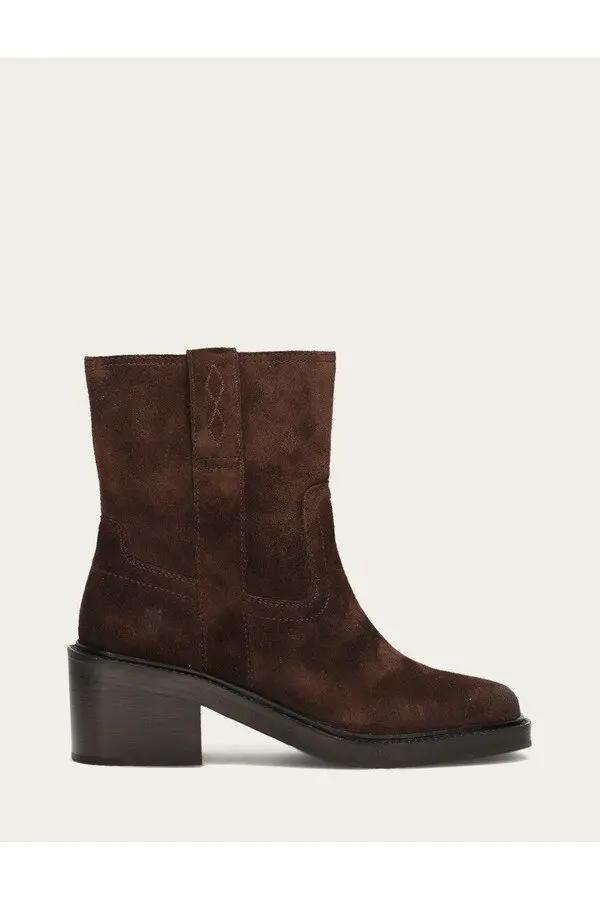 THE FRYE COMPANY Kate Short Zip Booties - Chocolate
