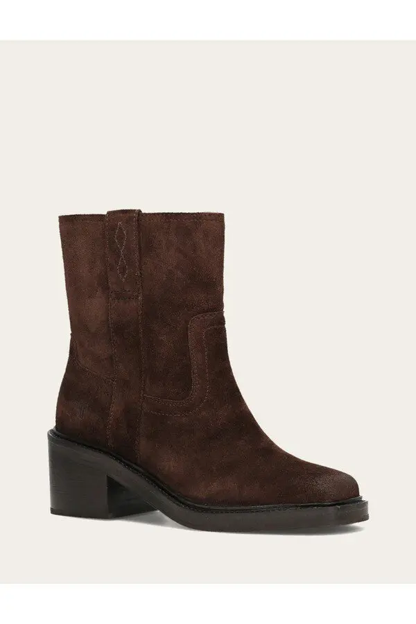 THE FRYE COMPANY Kate Short Zip Booties - Chocolate