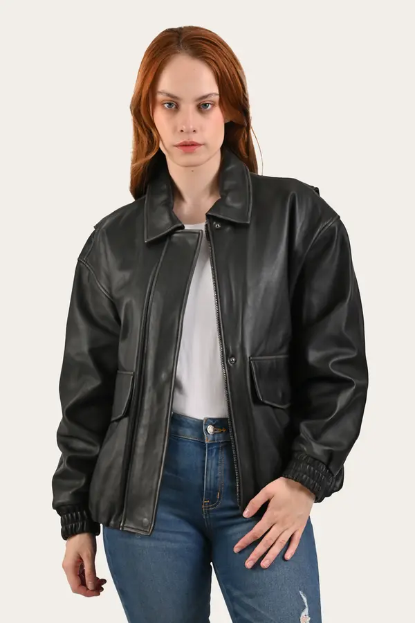 THE FRYE COMPANY Harper Oversized Bomber - Black