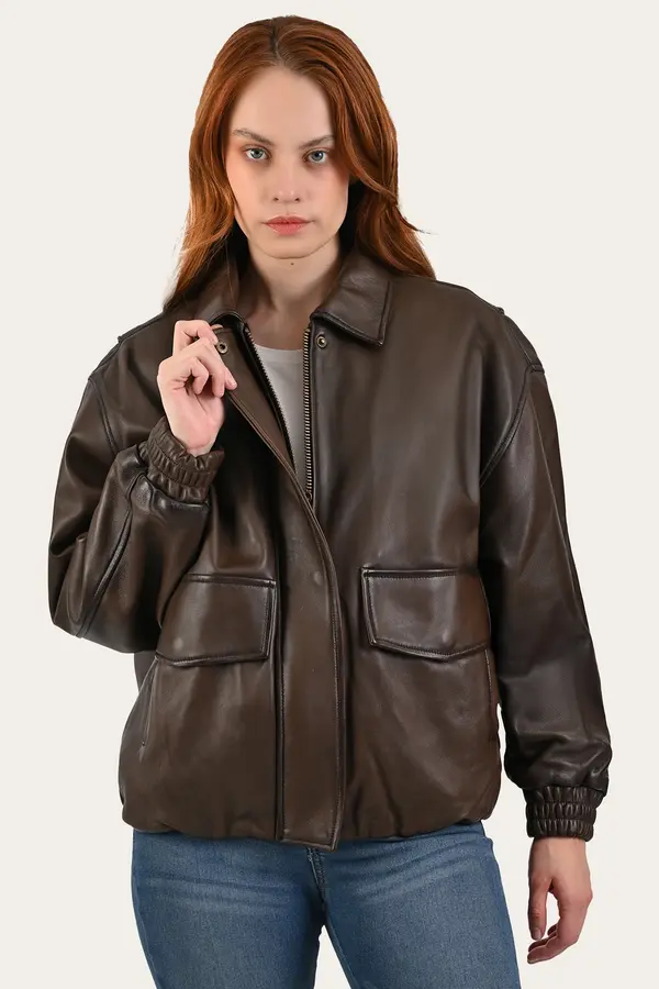 THE FRYE COMPANY Harper Oversized Bomber - Brown