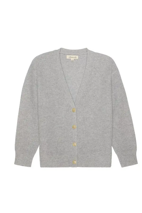 ELLSWORTH + IVEY Lilah V-neck Knit Cardigan - Gray