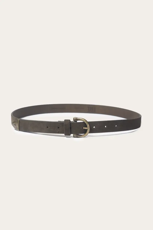THE FRYE COMPANY 25mm Suede Horseshoe Buckle Belt - Olive