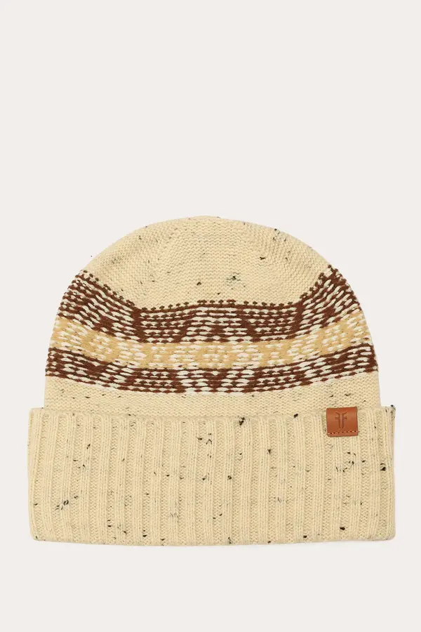 THE FRYE COMPANY Tweed Fair Isle Cuff Beanie