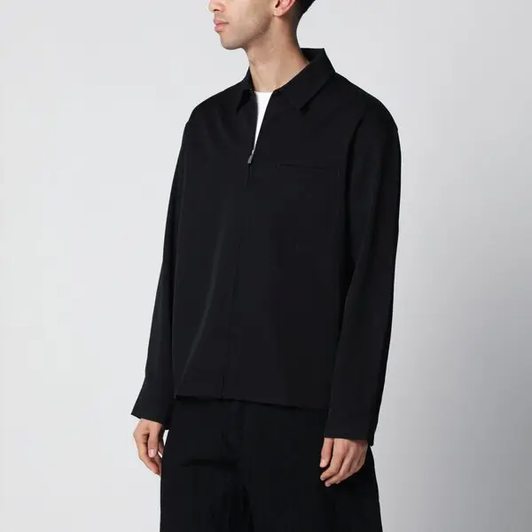 Jacquemus Mecano Zip-up Shirt In Wool - Black
