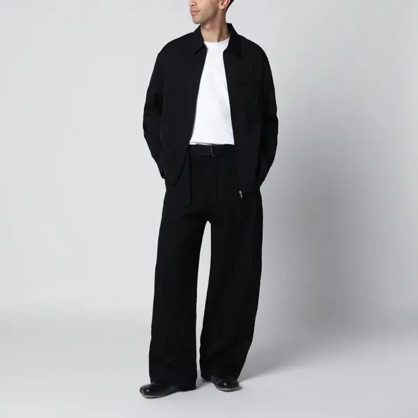 Jacquemus Mecano Zip-up Shirt In Wool - Black