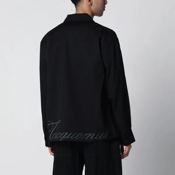Jacquemus Mecano Zip-up Shirt In Wool - Black