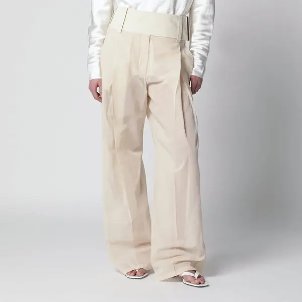 Sportmax Cotton Voile Wide-leg Trousers - Beige