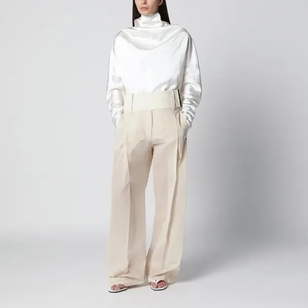 Sportmax Cotton Voile Wide-leg Trousers - Beige