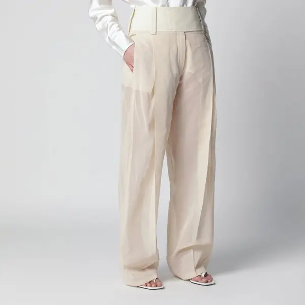 Sportmax Cotton Voile Wide-leg Trousers - Beige