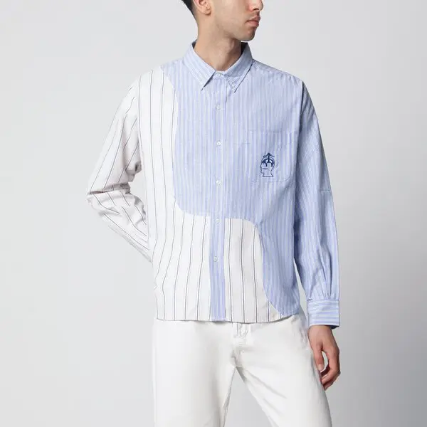 BRAIN DEAD Color-block Striped Cotton Shirt