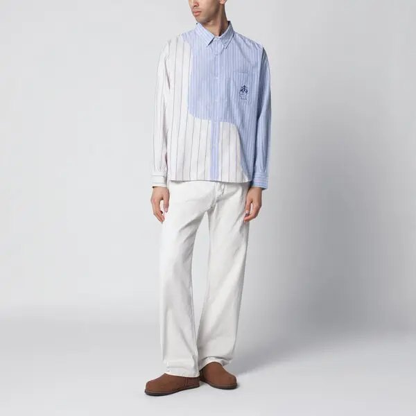 BRAIN DEAD Color-block Striped Cotton Shirt