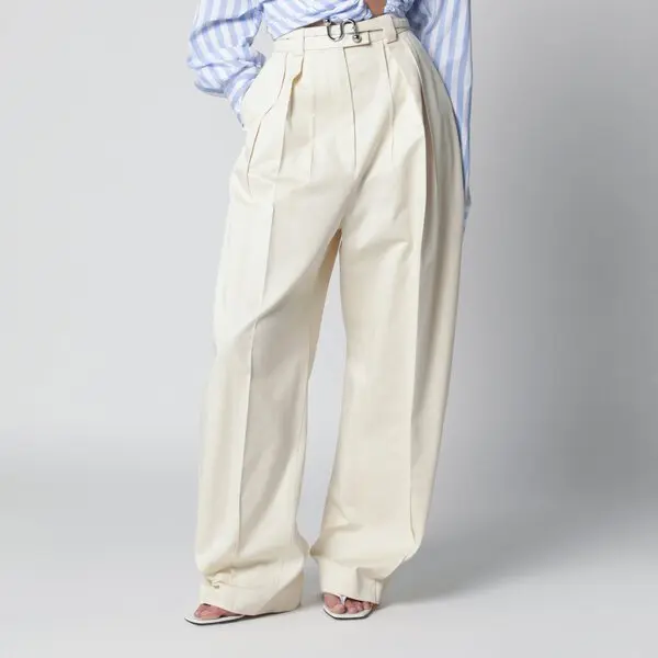 Sportmax Oversized Cotton Gabardine Trousers - Beige