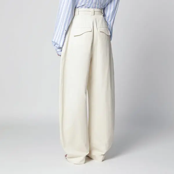 Sportmax Oversized Cotton Gabardine Trousers - Beige