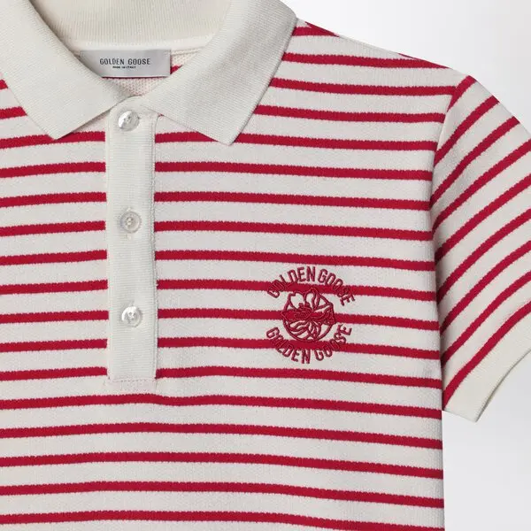 GOLDEN GOOSE Striped Polo Shirt With Logo Embroidery