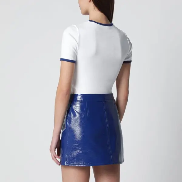 COURREGES Contrast Cotton Crew-neck T-shirt - White