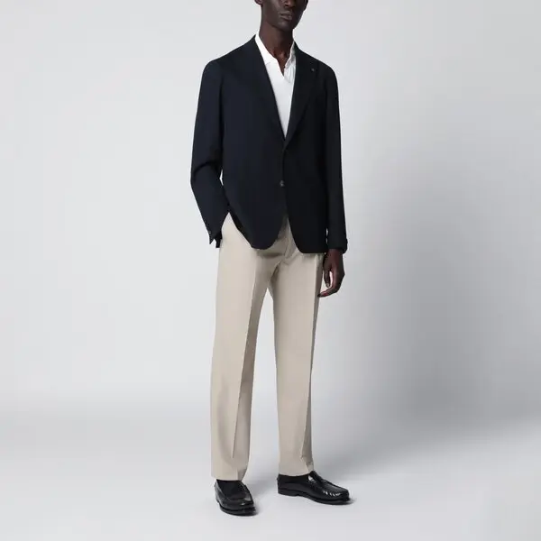 Tagliatore Single-breasted Textured Wool Jacket - Blue