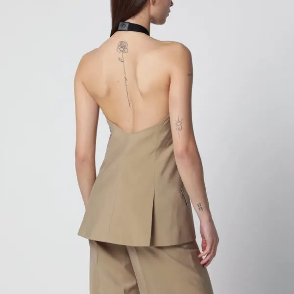 Max Mara Sleeveless Wool And Silk Poplin Jacket - Beige
