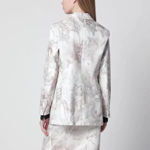 Max Mara Slim Blazer In Printed Organza And Cotton Gabardine