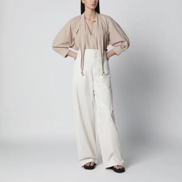 LEMAIRE Cotton Wide-leg Trousers - Beige