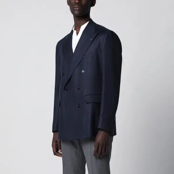 Tagliatore Double-breasted Linen Jacket - Blue