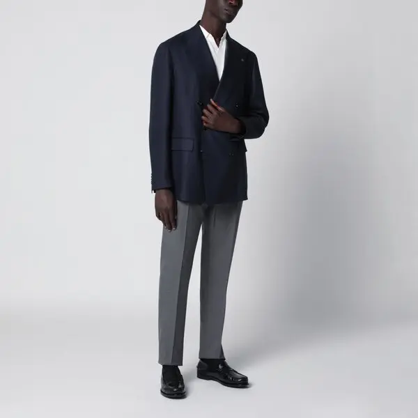 Tagliatore Double-breasted Linen Jacket - Blue
