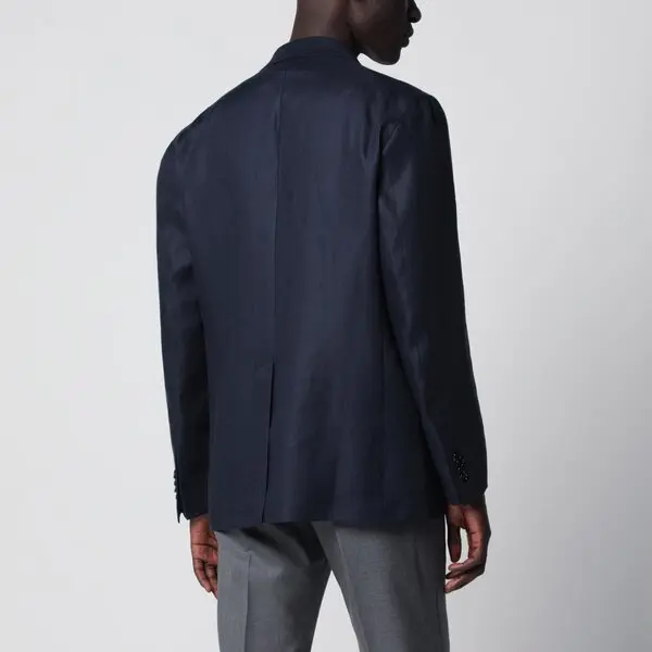 Tagliatore Double-breasted Linen Jacket - Blue
