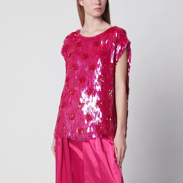 Dries Van Noten Silk Top With Sequin Embellishments - Pink