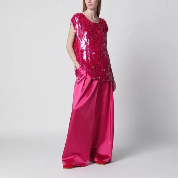 Dries Van Noten Silk Top With Sequin Embellishments - Pink
