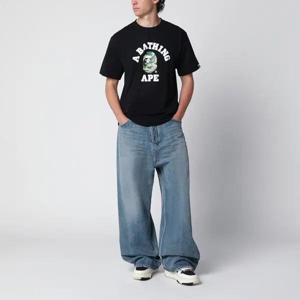 A BATHING APE T-shirt With Logo Print - Black