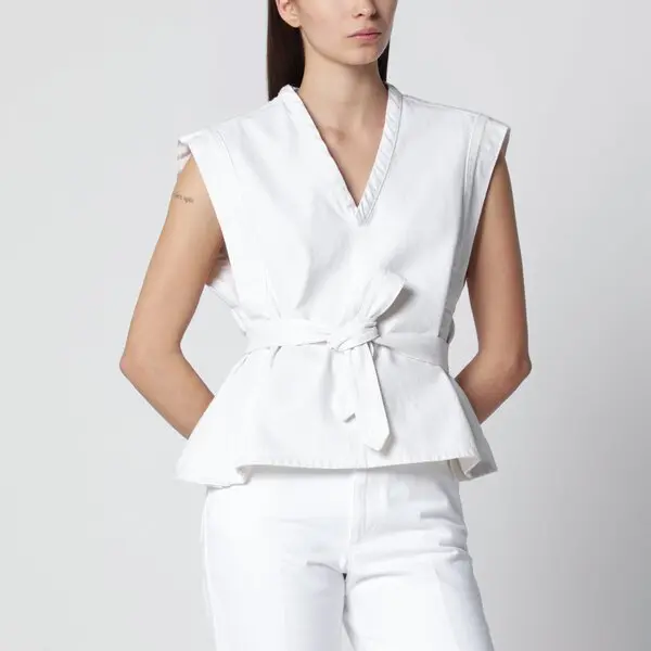 LEMAIRE Chasuble Shirt In Bleached Denim - White