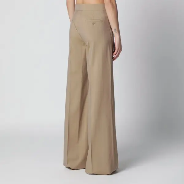 Max Mara Wide-leg Wool And Silk Poplin Trousers - Beige