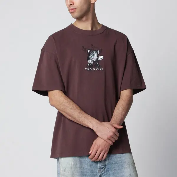 BRAIN DEAD Cotton T-shirt With Logo Print