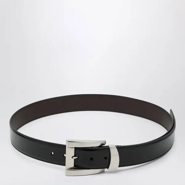 Versace Leather Belt With Embossed Logo - Black