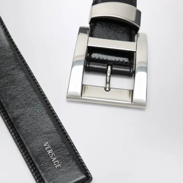 Versace Leather Belt With Embossed Logo