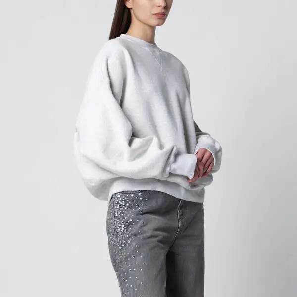 GOLDEN GOOSE Star Cotton Sweatshirt With Crystal Embroidery - Grey