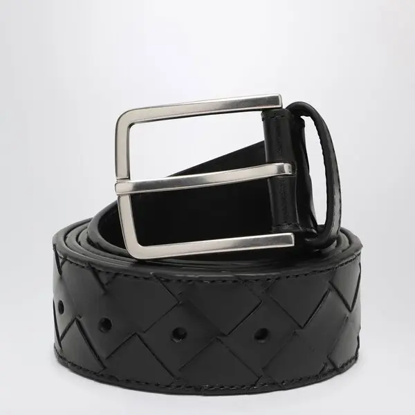Bottega Veneta Intrecciato Leather Belt - Black