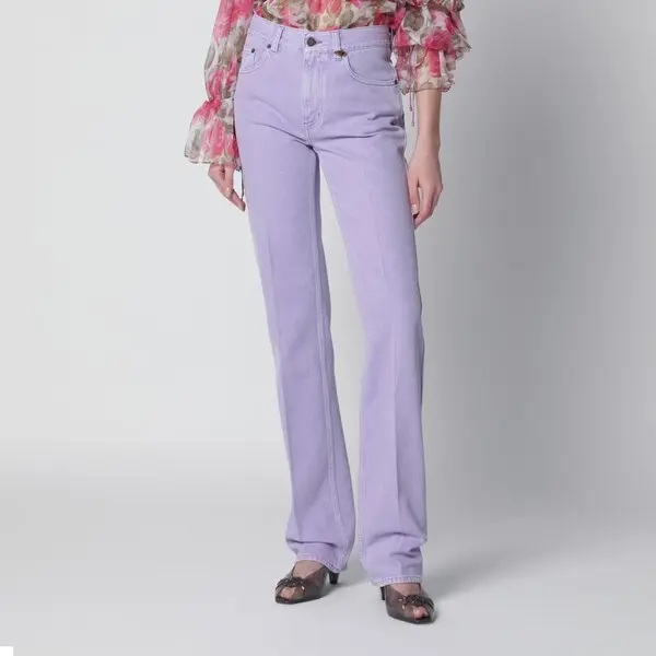 Chloé Straight Jeans In Lavender Organic Cotton Denim - Purple