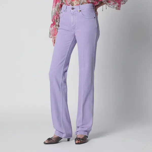 Chloé Straight Jeans In Lavender Organic Cotton Denim - Purple