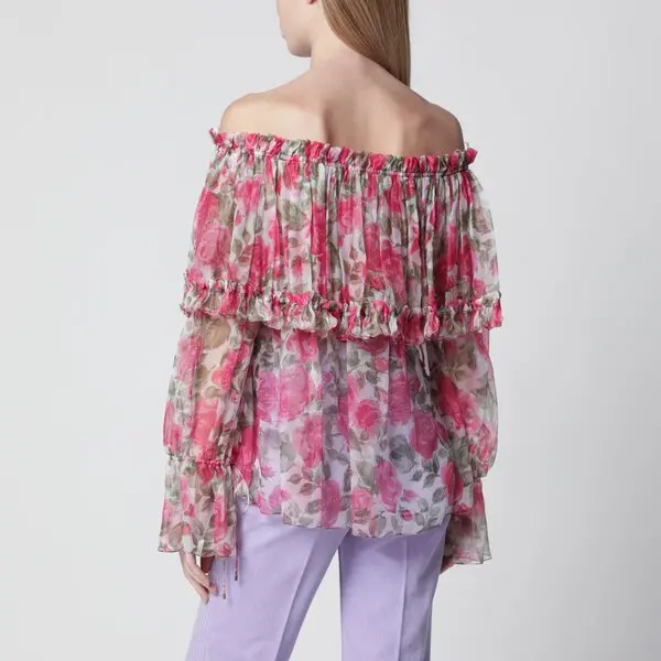 Chloé Silk Muslin Puff-sleeve Top
