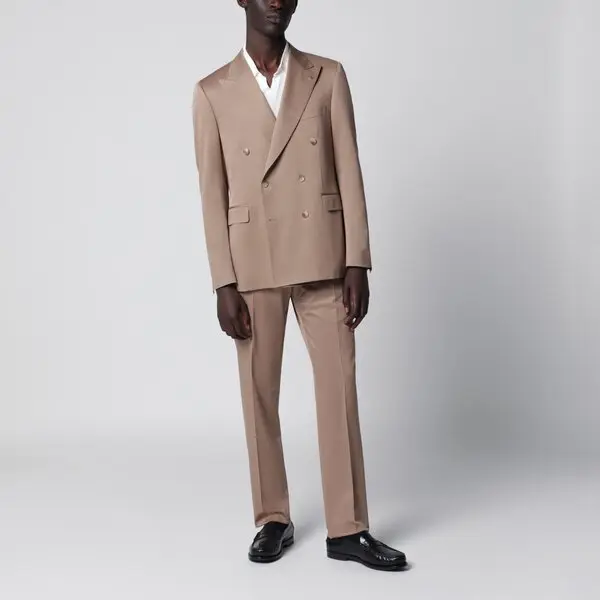 Tagliatore Double-breasted Wool-blend Suit - Beige
