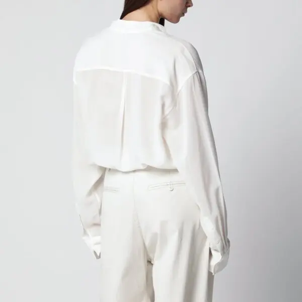 TOTEME Overlap-collar Blouse In Viscose And Wool
